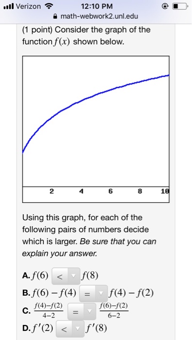 Solved 12:10 PM math-webwork2.unl.edu ill Verizon (1 point) | Chegg.com