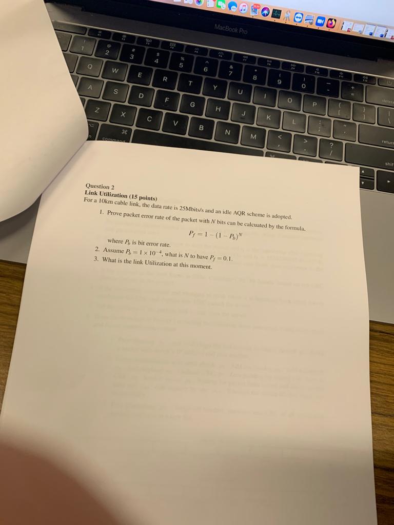 Solved Question 2 Link Utilization (15 points) For a 10 km | Chegg.com