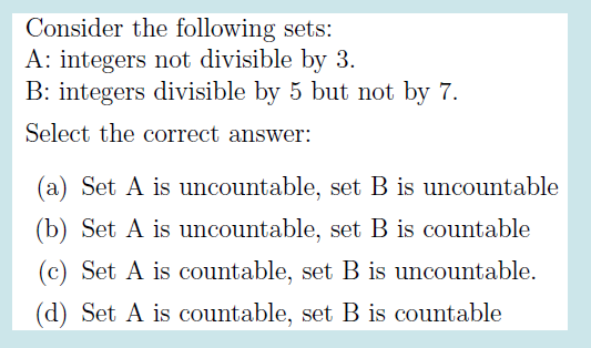 Solved Consider the following sets: A: integers not | Chegg.com