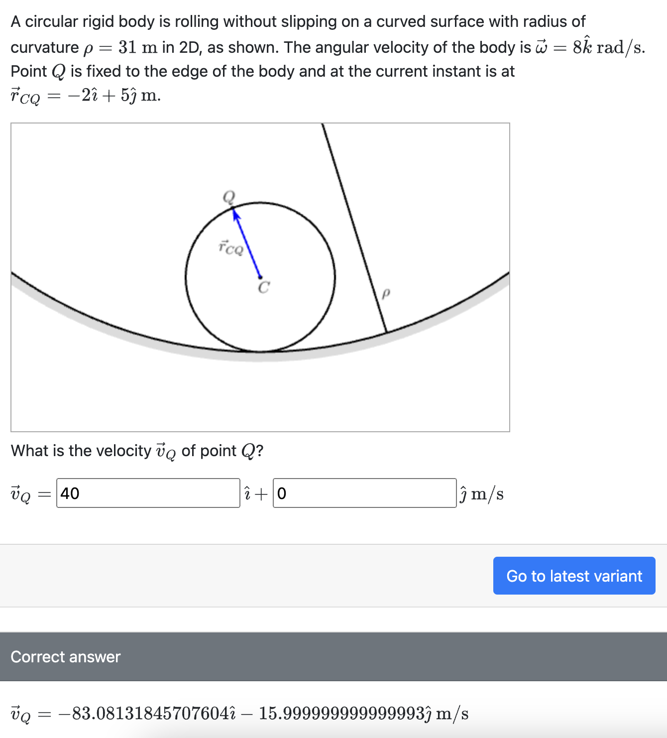 Solved A circular rigid body is rolling without slipping on | Chegg.com