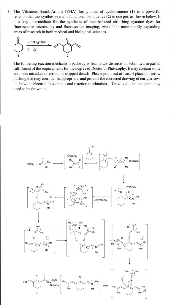 Solved 3. The Vilsmeier-Haack-Arnold (VHA) formylation of | Chegg.com