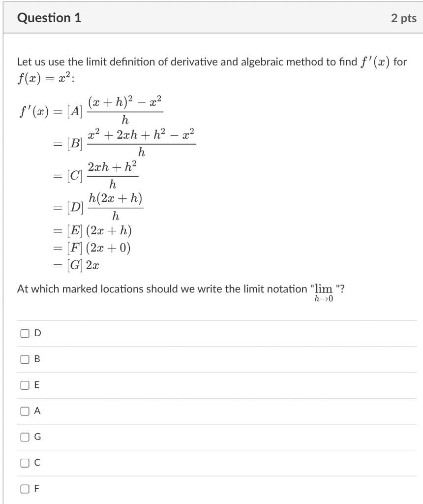 Solved Question 1 Let us use the limit definition of | Chegg.com