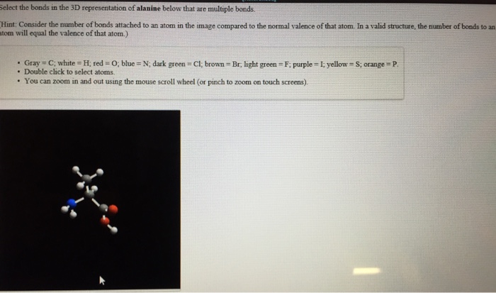 Solved select the bonds in the 3D representation of alanine | Chegg.com