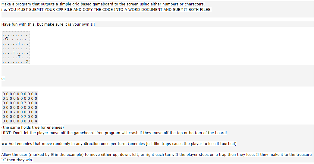 Solved Make a program that outputs a simple grid based | Chegg.com