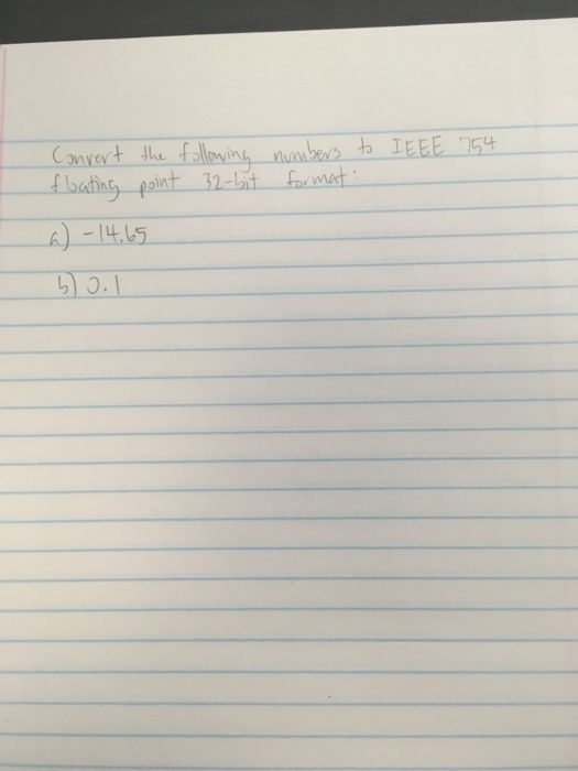 Solved Convert the following numbers to IEEE 754 floating | Chegg.com