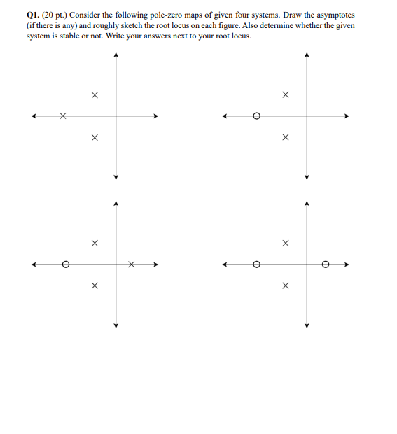 Solved Q1. (20 ﻿pt.) ﻿Consider the following pole-zero maps | Chegg.com