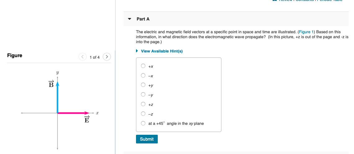 Solved Part A The electric and magnetic field vectors at a | Chegg.com