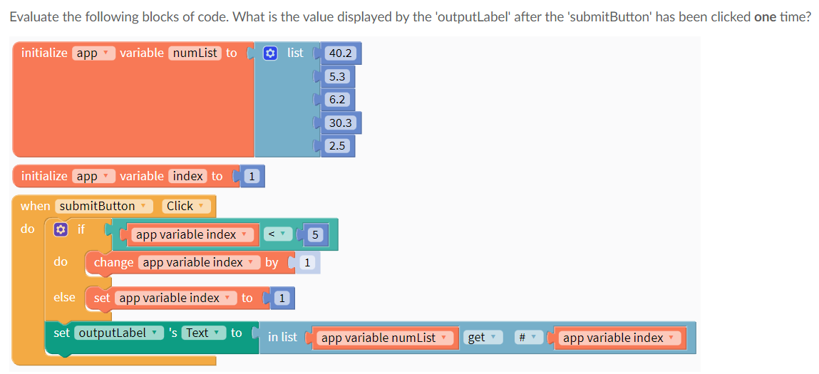 initialize app variable numList to initialize app | Chegg.com