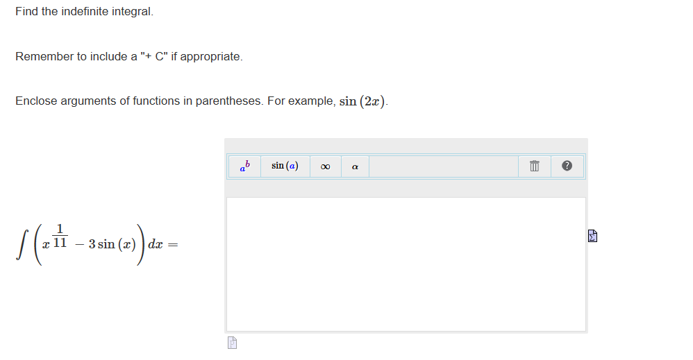 Solved Find the indefinite integral.Remember to ﻿include | Chegg.com