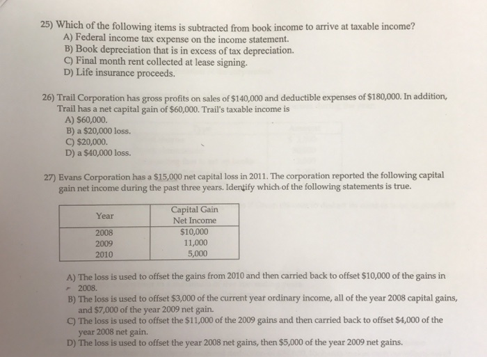 Solved Which of the following items is subtracted from book | Chegg.com