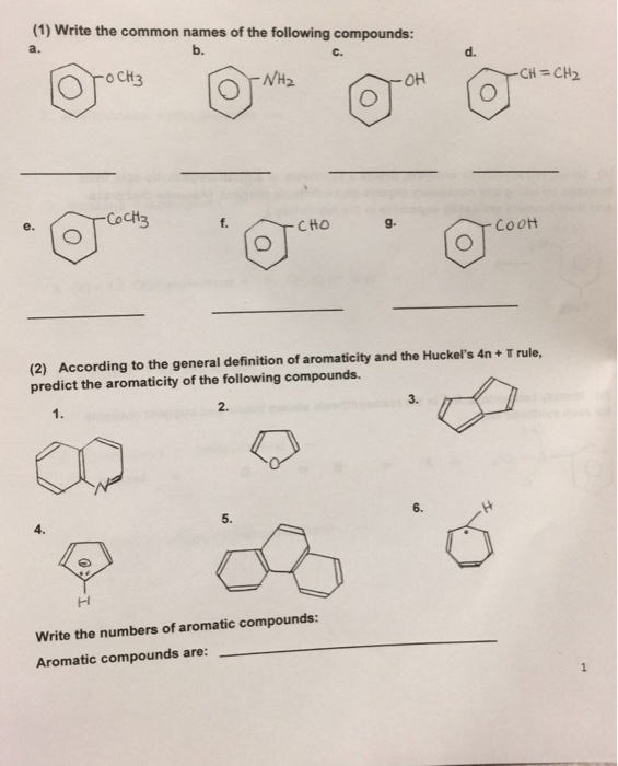 Solved Write the common names of the following compounds | Chegg.com