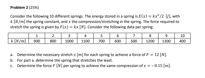 Solved Problem 2 (25%) Consider the following 10 different | Chegg.com