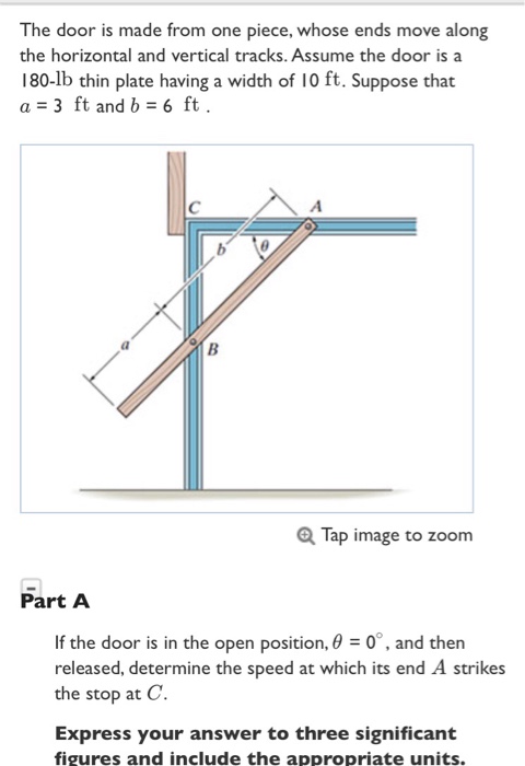 Solved The door is made from one piece, whose ends move | Chegg.com