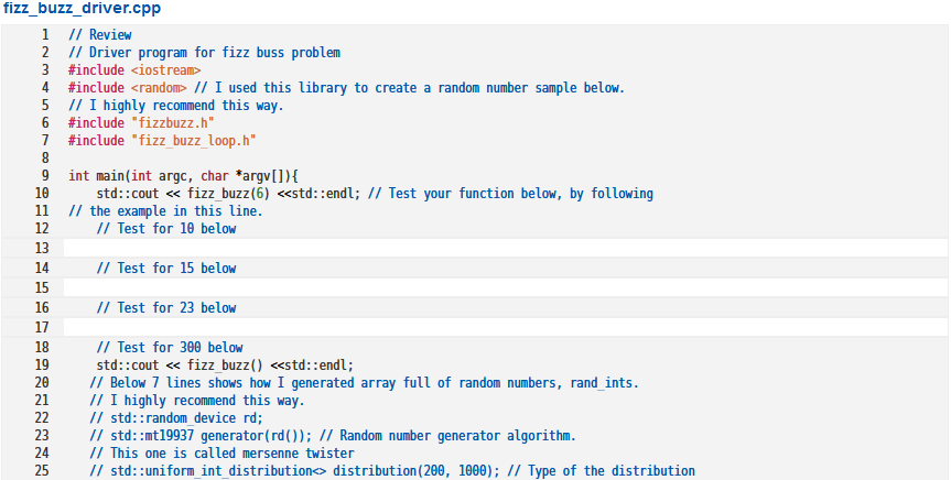 Solved Question 1: Fizz Buzz cont. Problem statement: Given | Chegg.com