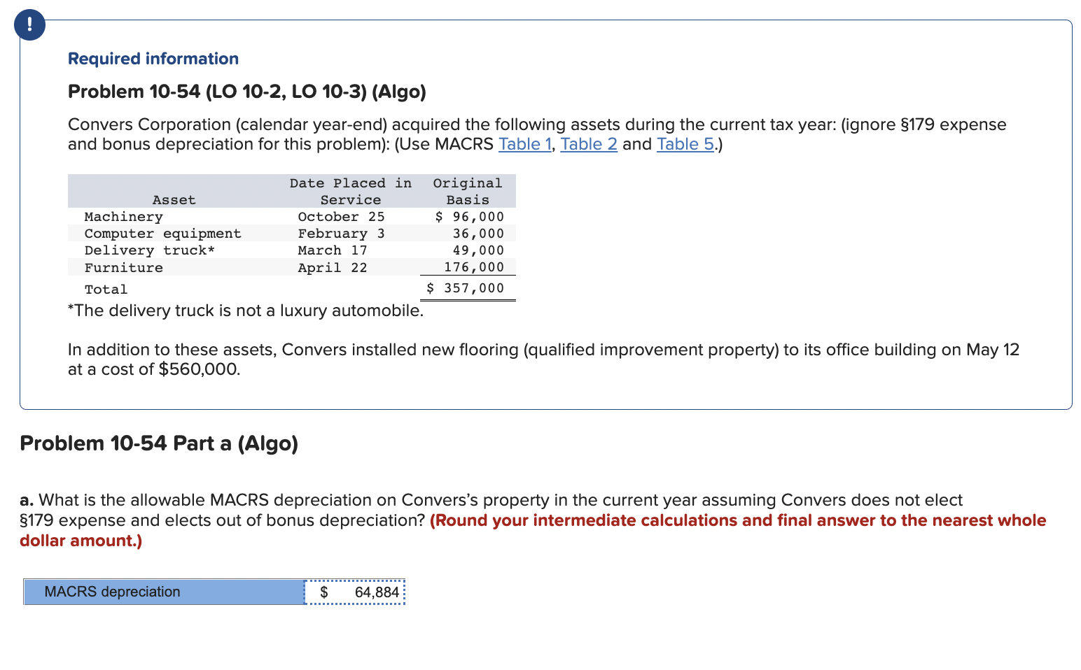 b. What is the allowable MACRS depreciation on | Chegg.com
