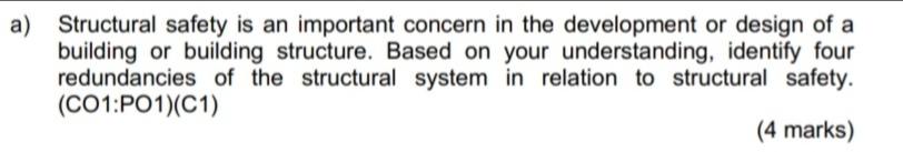 Solved a) Structural safety is an important concern in the | Chegg.com
