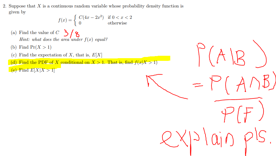 Solved 2. Suppose that X is a continuous random variable | Chegg.com