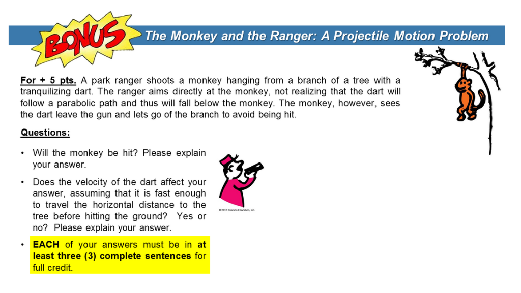 Solved The Monkey and the Ranger: A Projectile Motion | Chegg.com