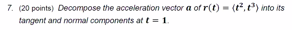 Solved 7. (20 points) Decompose the acceleration vector a of | Chegg.com