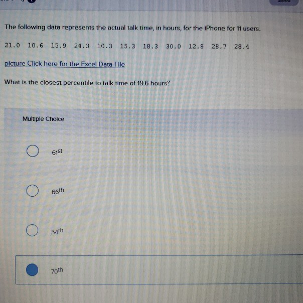 Solved The following data represents the actual talk time, | Chegg.com