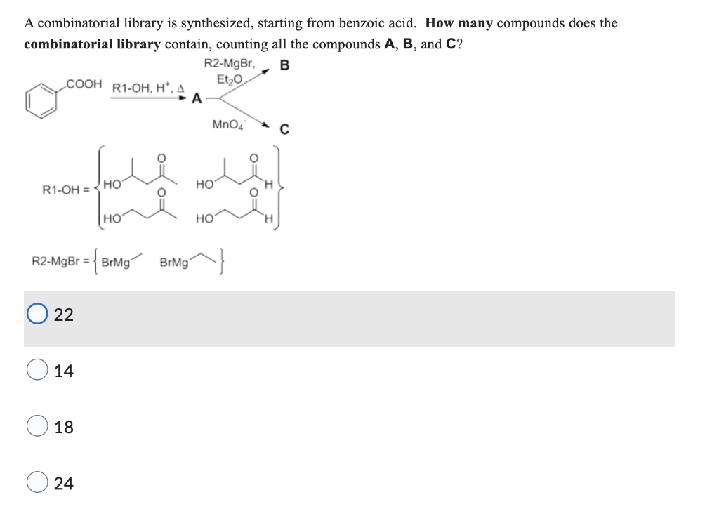 Solved A combinatorial library is synthesized, starting from | Chegg.com