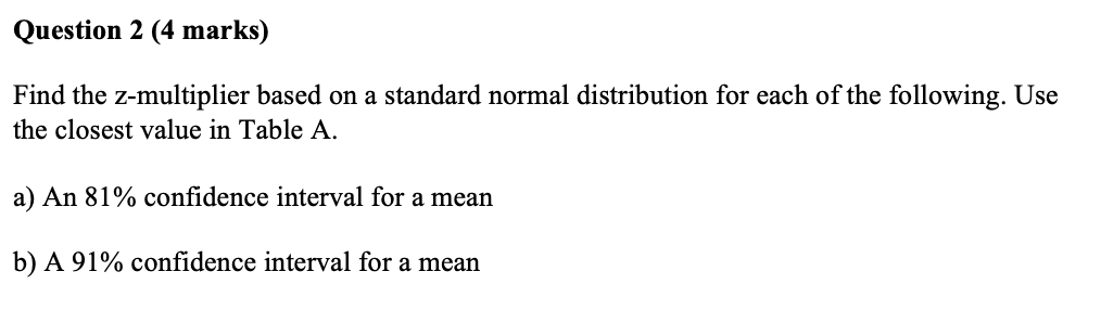 Solved Question 2 (4 marks) Find the z-multiplier based on a | Chegg.com
