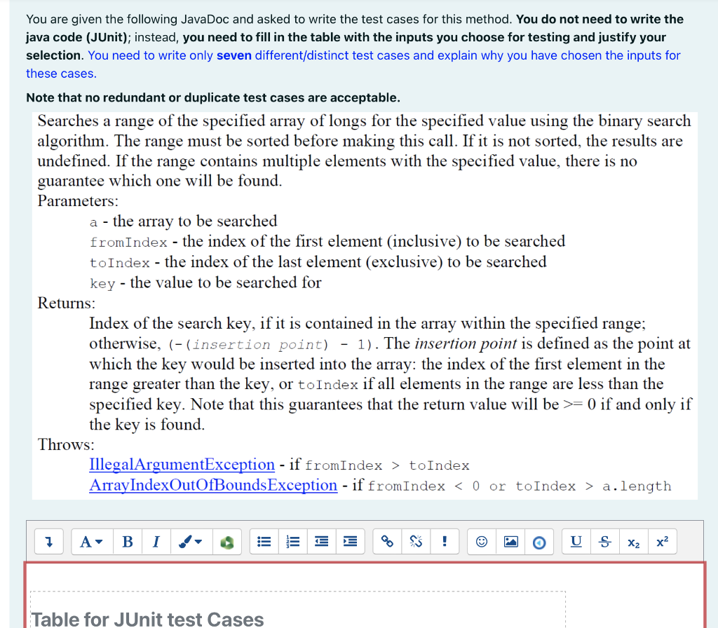 Solved You are given the following JavaDoc and asked to | Chegg.com