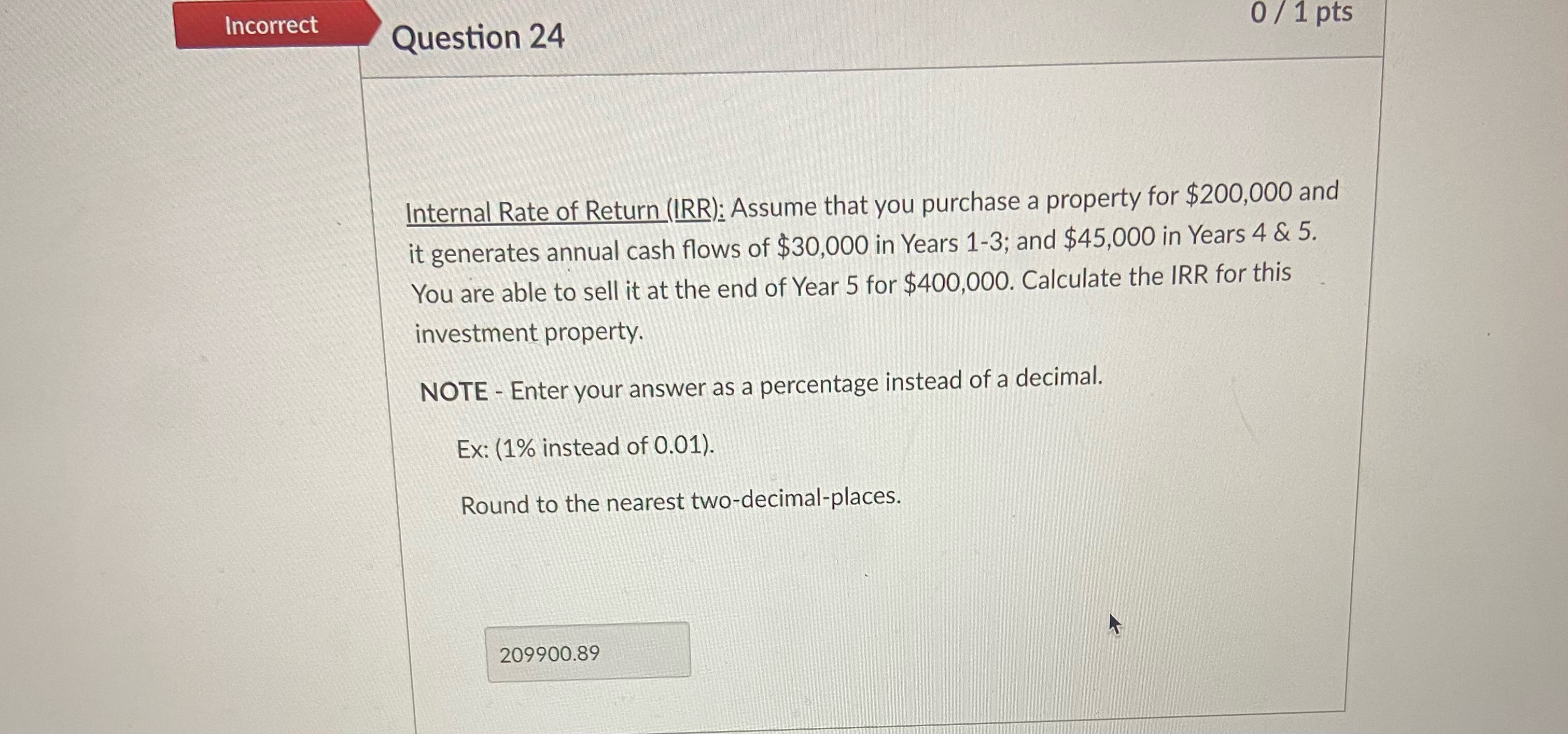 Solved Internal Rate of Return (IRR): Assume that you | Chegg.com