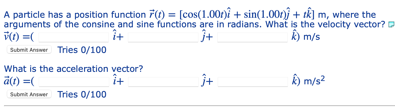 Solved A particle has a position function | Chegg.com