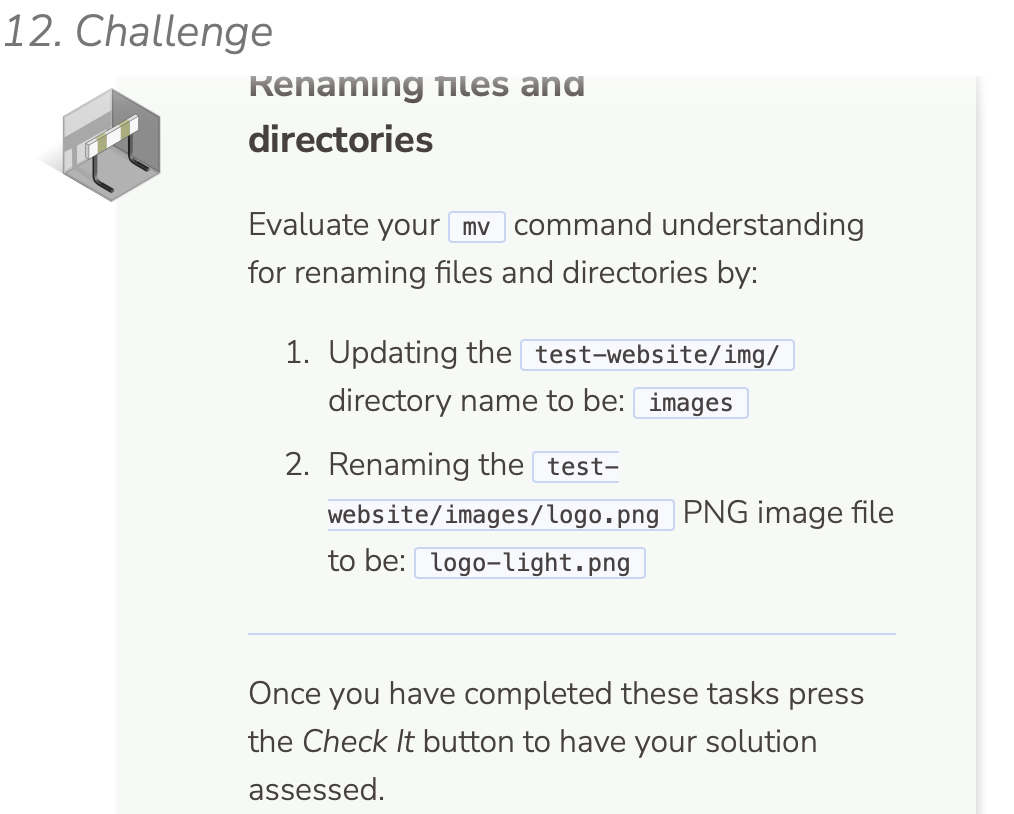 Solved 12. Challenge Kenaming mies and directories Evaluate | Chegg.com