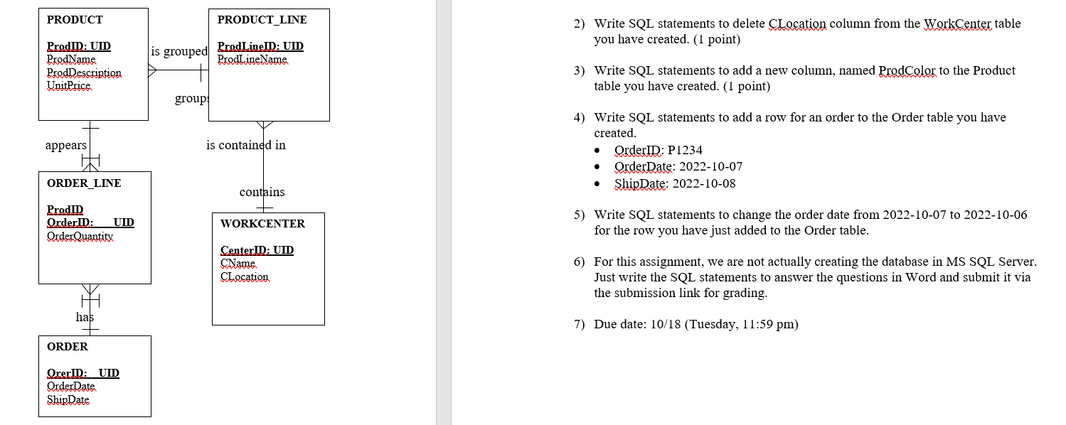 Solved 2) Write SQL statements to delete CLocation column | Chegg.com