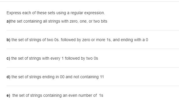 Solved Express each of these sets using a regular | Chegg.com