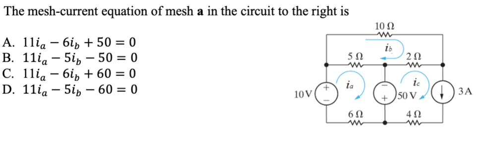 Solved The mesh-current equation of mesh a in the circuit to | Chegg.com