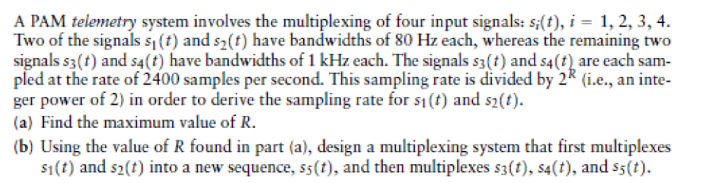 Solved A PAM telemetry system involves the multiplexing of | Chegg.com