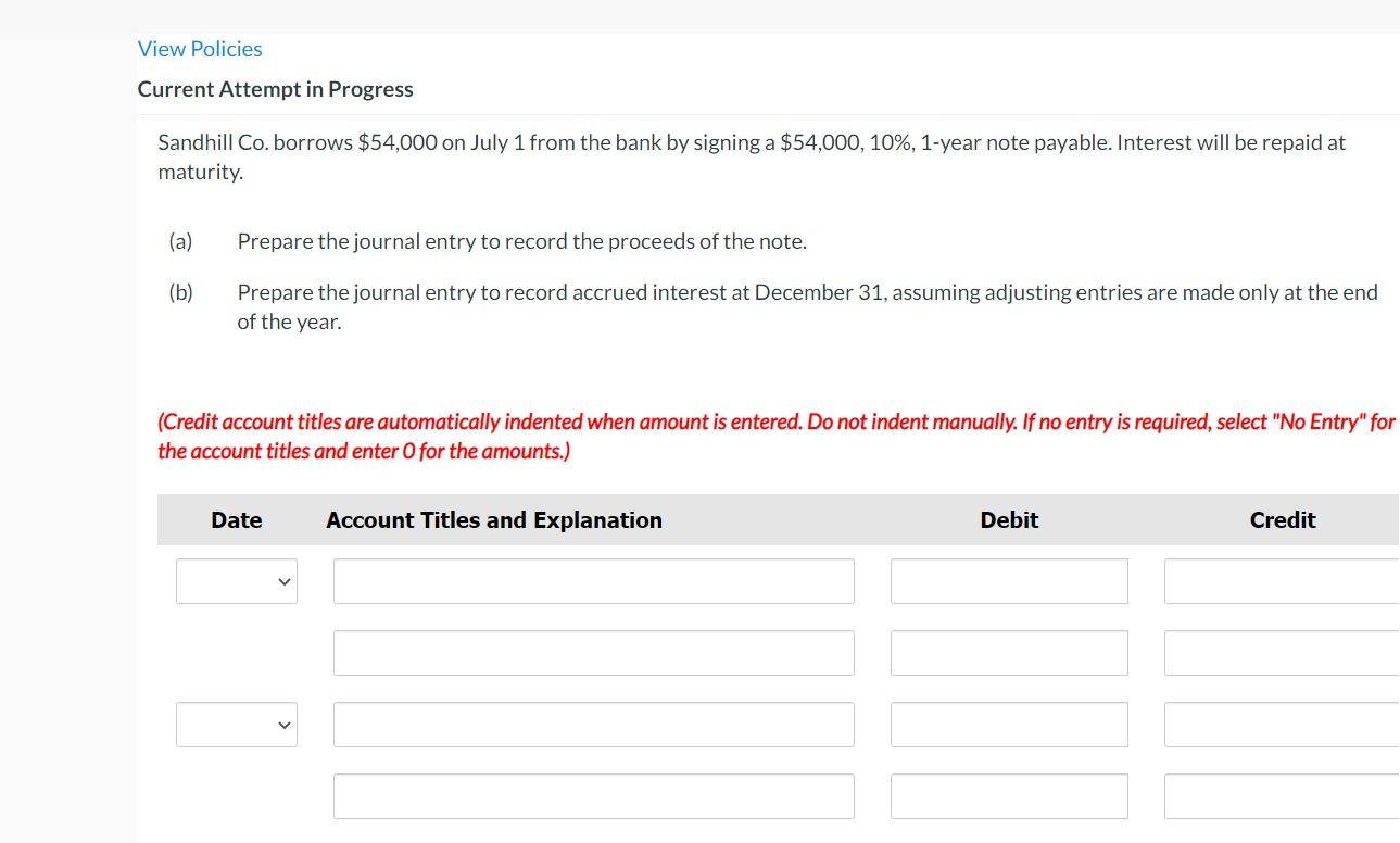 Solved View Policies Current Attempt in Progress Sandhill | Chegg.com