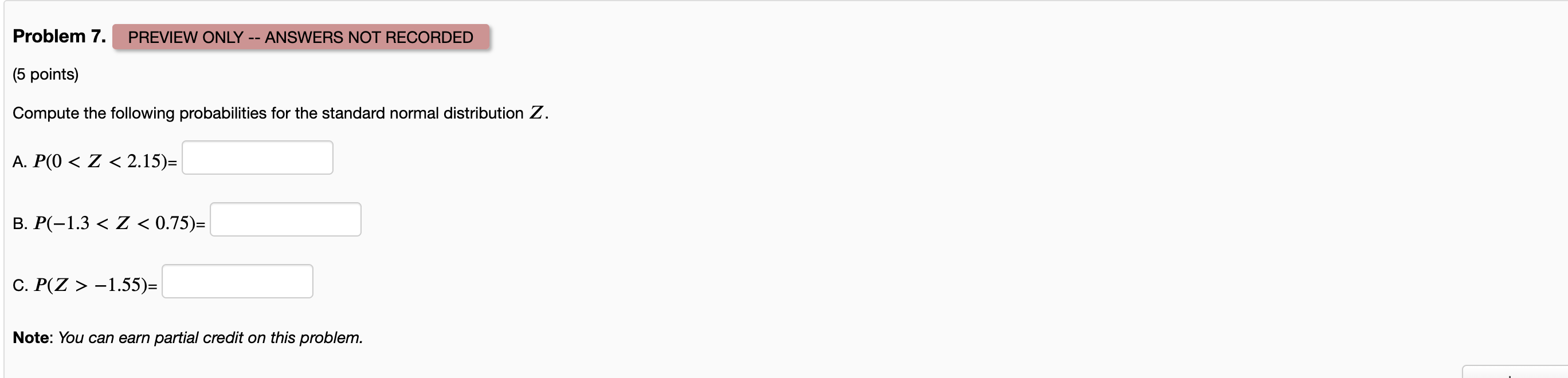 Solved (5 points) Compute the following probabilities for | Chegg.com