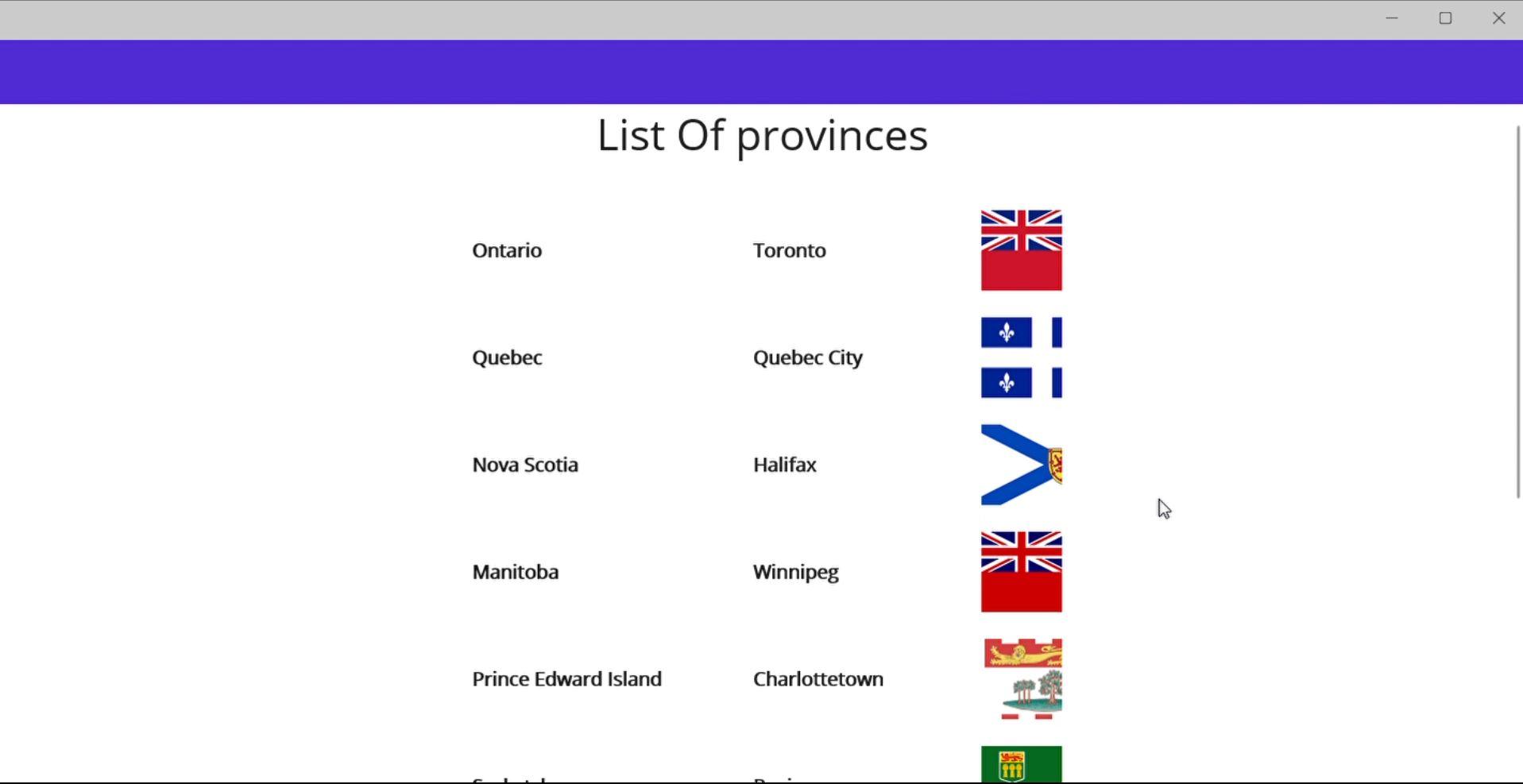 Solved List of Provinces Create MAUI Application that | Chegg.com