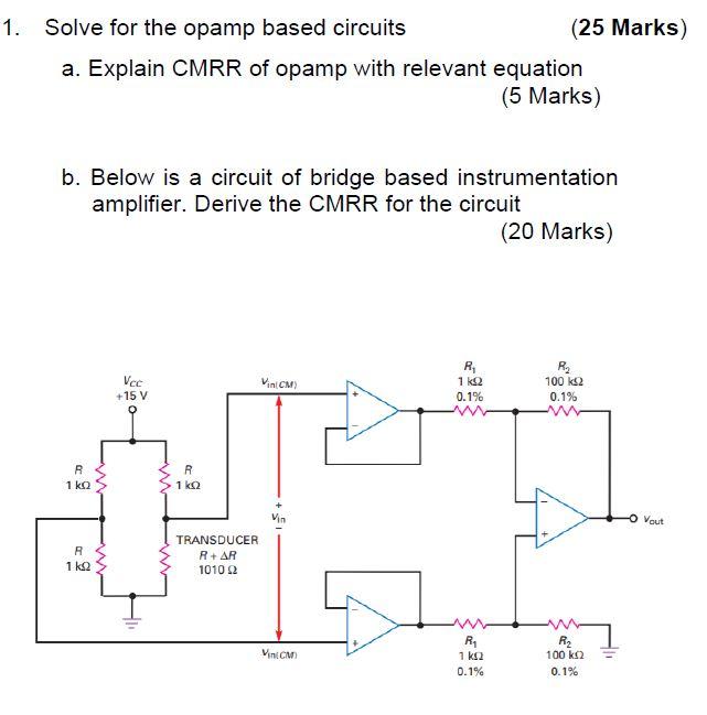 Solved 1. Solve for the opamp based circuits (25 Marks) a. | Chegg.com