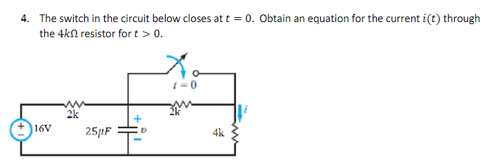 Solved The switch in the circuit below closes at t=0. | Chegg.com