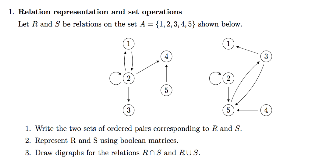 Solved 1. Relation represen tation and set operations Let R | Chegg.com