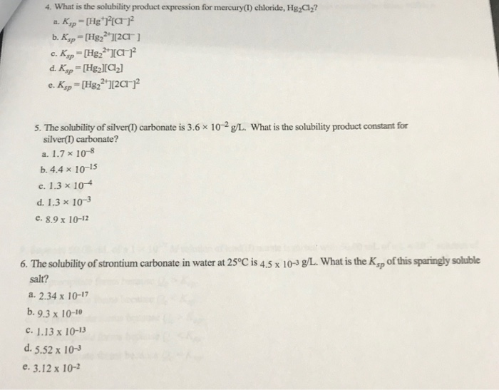 Solved 4. What is the solubility product expression for | Chegg.com