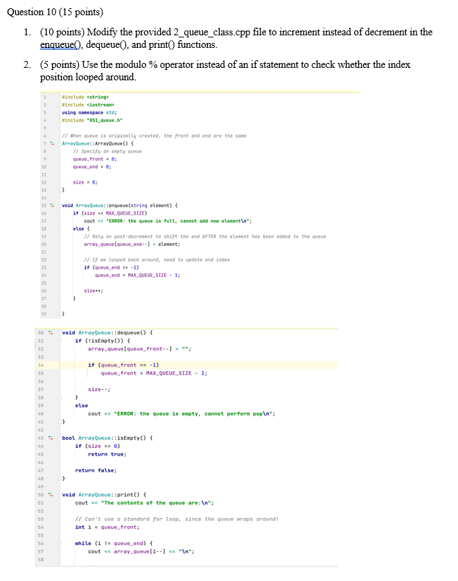 Solved Question 10 (15 points) 1. (10 points) Modify the | Chegg.com