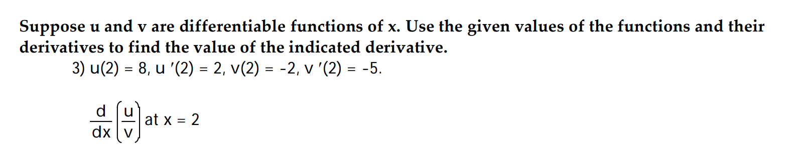 Solved Suppose u and v are differentiable functions of x. | Chegg.com