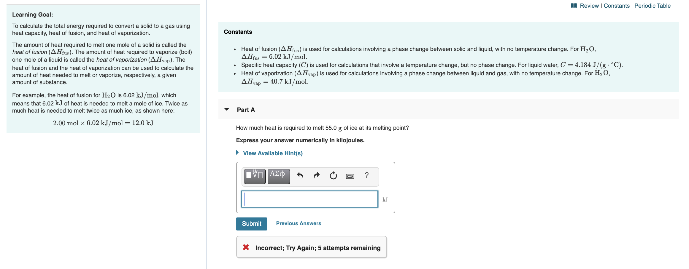 Solved A Review | Constants Periodic Table Constants | Chegg.com