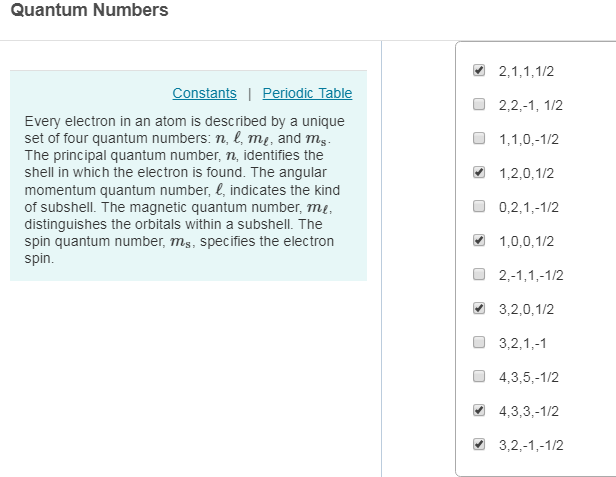 Solved Quantum Numbers Constants |Periodic_Table Every | Chegg.com
