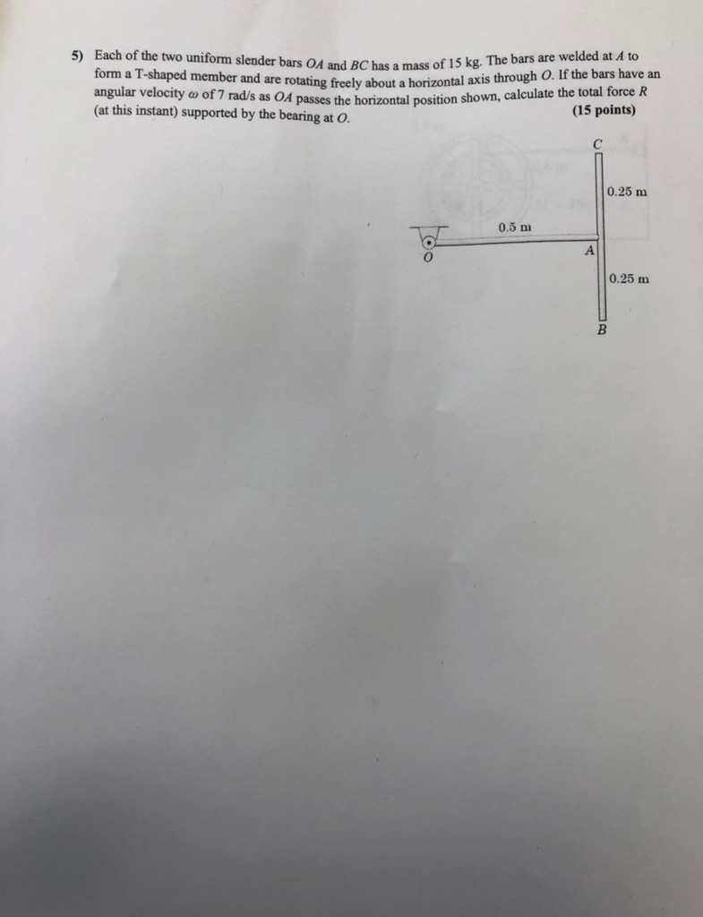 Solved Each of the two uniform slender bars OA and BC has a | Chegg.com
