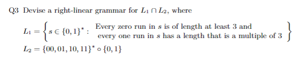 Solved Devise a right-linear grammar for the following: | Chegg.com