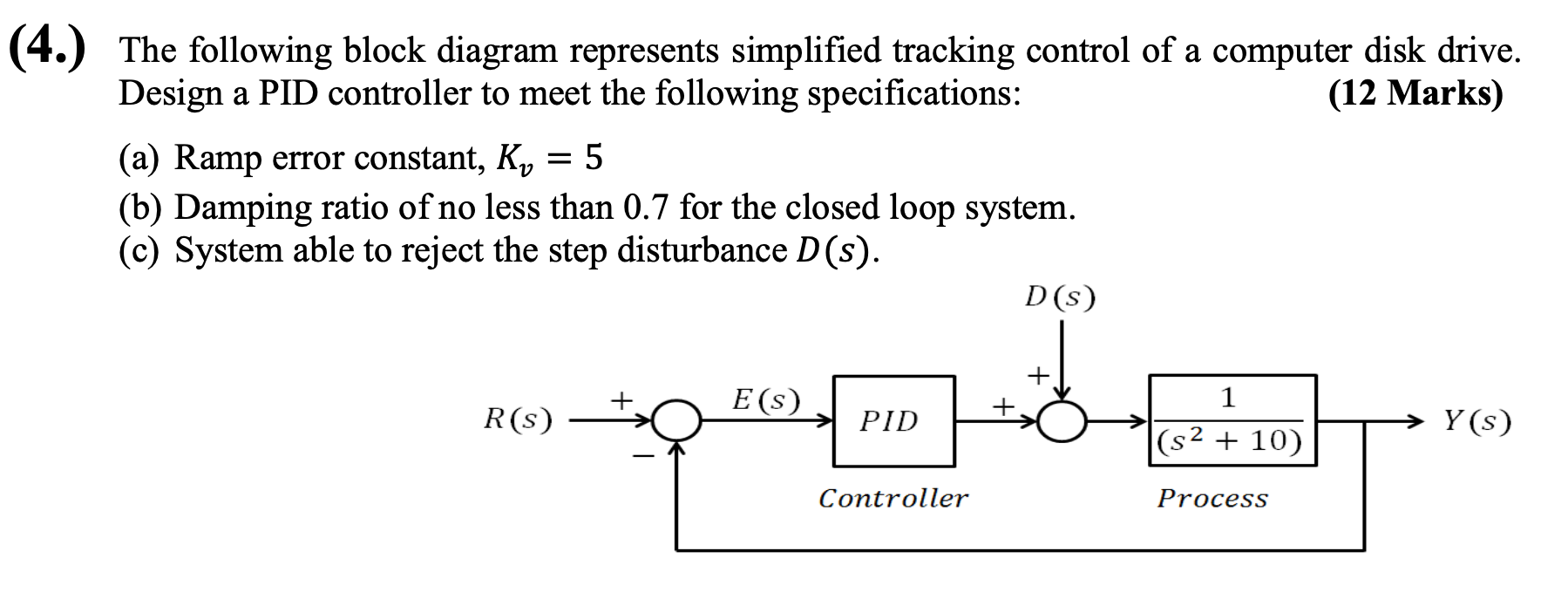 Solved (4.) ﻿The following block diagram represents | Chegg.com
