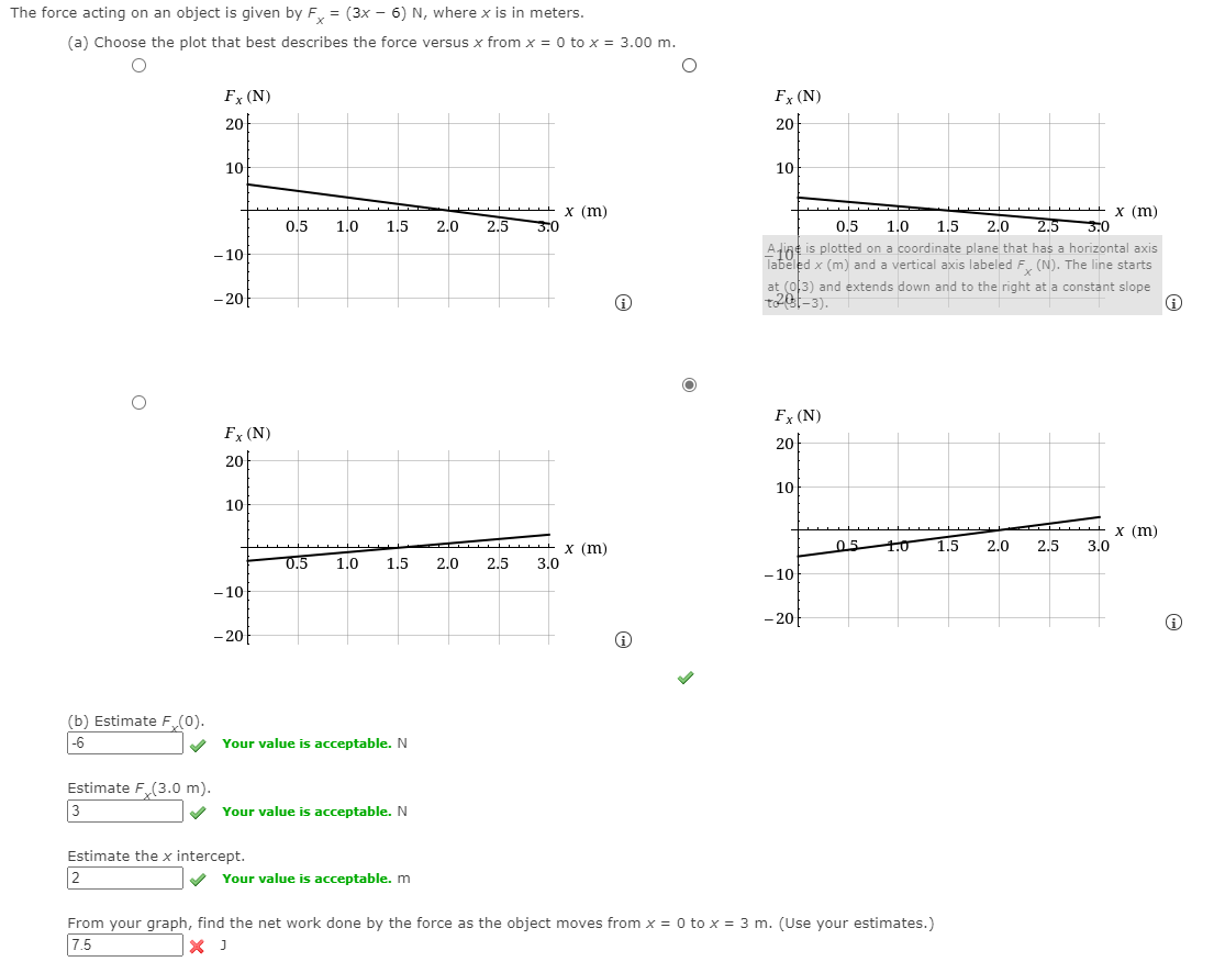 Solved The Force Acting On An Object Is Given By Fx 3x