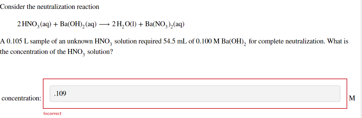 Solved Consider the neutralization | Chegg.com